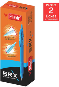 FLAIR SRX 0.7mm Retractable Ball Pen Box Pack | Triangular Grip For ...