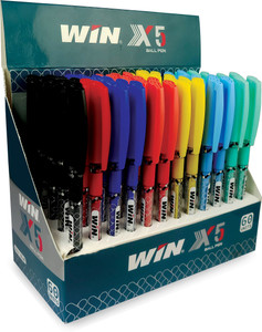 Win X5 Ball Pens | 60 Pcs Pens Combo Dispenser Pack | 50 Blue Ink, 8 ...