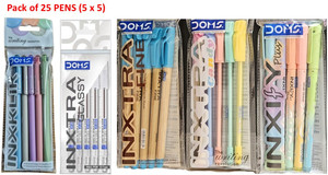 DOMS INXKLIK + INXTRA + INXIFY | 0.7mm Ballpen | Blue Ink | Pack Of 25 ...