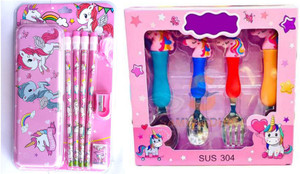 Flipkart.com | Saunidh Unicorn Spoon stationery combo set 4Pen,cils ...