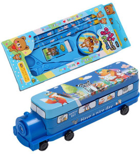 Flipkart.com | HANDZY Cartoon Printed Bus Shaped Pencil Box and ...