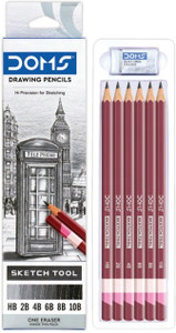 Flipkart.com | DOMS DRAWING PENCIL SET OF 6 WITH ERASER Pencil