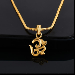 NAVYA ART golden om locket chain brass Gold-plated Brass Pendant Set ...