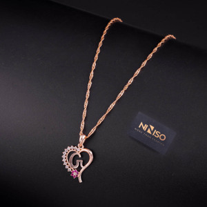 NINISO Heart Shape Alphabet Letter G Rhodium Cubic Zirconia Alloy ...