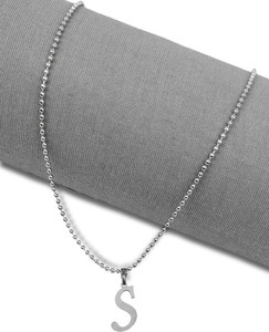 Uniqon Silver Name English Alphabet 'S' Letter Pendant Locket Necklace ...