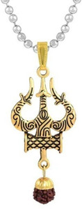 vien Lord Shiva Symbol Trishul with Rudraksha Pendant Locket Gold ...