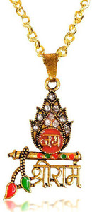 Utkarsh Diamond Nug Jai Shri Ram With Bansuri/Flute Leaf Design Locket ...