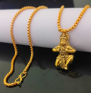 Bee Style gold plated Hanuman bajrangbali balaji locket chain for men ...