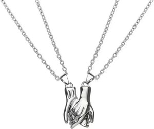 LITTLE WISH Hand Magnetic Couple Chain Locket Silver Stainless Steel ...