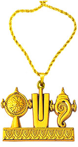 AFH Lord Tirupati Balaji Shanku Chakra Namam Gold Locket Brass Rope ...