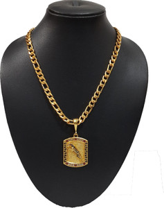 Aviate Gold Plated chain with Pendant For Men and Boys Jaguar SQUARE ...
