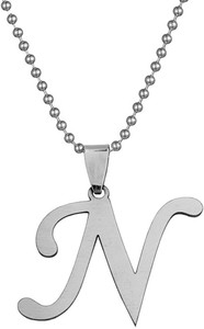 Utkarsh Silver Name English Alphabet 'N' Letter Locket Pendant Necklace ...