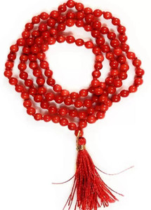 Chopra Gems Coral Red Coral Mala Moonga/Munga Mala 108 Beads Mala Wood ...