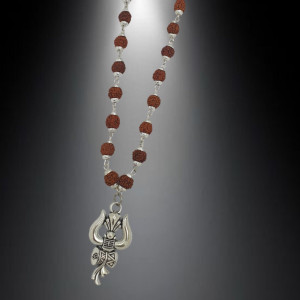 Banke Collection Mahadev Rudraksha mala Silver Beads Brass, Wood Locket ...