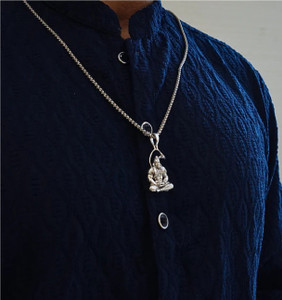 FASHOW Devotional Meditating Hanuman Locket for Men and Boys Silver ...