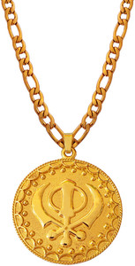 Men Style Religious Punjabi Sikh Symbol Pendant Necklace Sterling ...