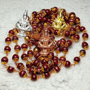 SASTHA MART Ayyappa Mala, 108 Beads Red Wooden Premium Mala Gold-plated ...