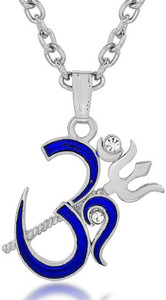 Adhvik Diamong Nug Studded Hindu God Lord Shiva Om With Trishul Locket ...