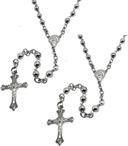 Stylewell Set Of 2 Silver 8mm Rosary Jesus Christ Cross Isa Masih Bead ...