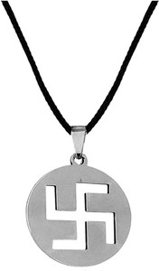 AFH Religious Symbol Round Swastik Kavach Silver Cord Chain Pendant ...