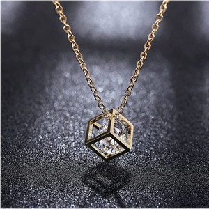 MYKI Cubic Clear Design Crystal Fashionable Pendant Necklace for Girls ...