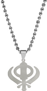 M Men Style Religious Punjabi Sikh Sardar Khanda Symbol Silver ...