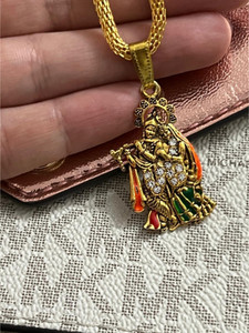 ricky collections RADHA KRISHNA LOCKET WITH GOLDEN CHAIN FOR MEN AND ...