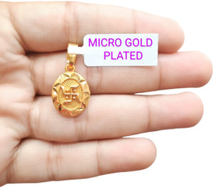 SAPNAPALACE SWASTIK OVAL DESIGN PENDANT WITH MICRO GOLD PLATED Gold ...