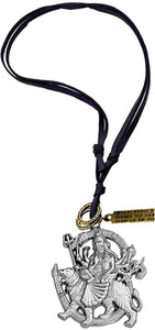 AFH Maa Durga Sherawali Mata Silver Locket with Leather Cord Chain ...