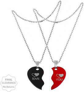 Men Style Valentine Gift Love You Couple Locket With Chain Stainless ...