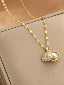 Airtick Golden AD Diamond/Nug Stone Moti Beads Pearl Sea Shell Locket ...