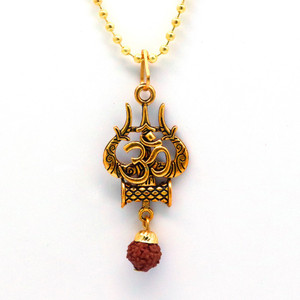 Love And Promise Golden Om Namah Shivay Trishul Mahadev Locket Pendant ...