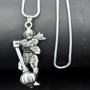 AFH Jay Shree Ram Gadhadhari Lord Hanuman Grey Snake Chain Pendnet for ...