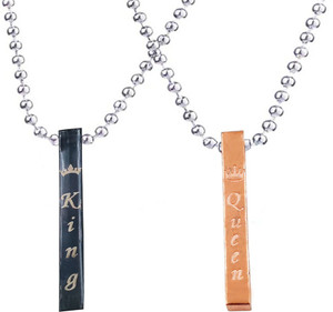 NNPRO King Crown & Queen Crown Vertical Bar Stick Custom Name Locket ...