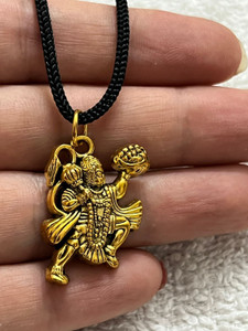 pompeo ANTIQUE GOLDEN HANUMAN LOCKET WITH BLACK THREAD Stainless Steel ...