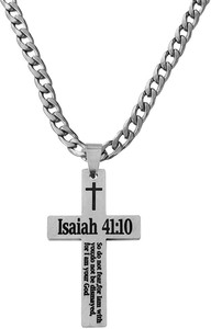 M Men Style Chrismax Gift Jesus Cross Isaiah 41:10 With 22 Inch Steel ...