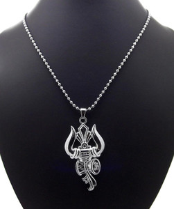 zebisco Silver Lord Shiva Trishul Damru Pendant for Men & Women Locket ...