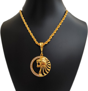 Jemeefly Round Diamond Lion pandent With New Rassa chain for Mens and ...