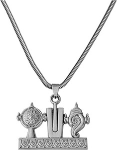 AFH Lord Tirupati Balaji Shanku Chakra Namam Silver with Snake Chain ...