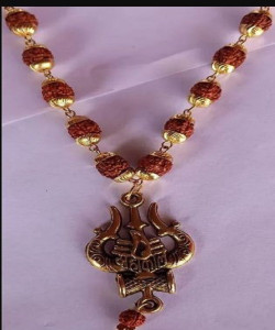 divinesouviners • Mahakal Trishul Locket With Gold Capped Rudraksha ...
