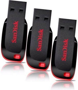 SanDisk Cruzer Blade USB Flash Drive (BLACK & RED) - 3Pc 8 GB Pen Drive ...