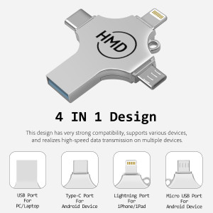 hmd 4 PORT 1 TB PENDRIVE for iOS & Android Compatible with iPhone, iPad ...