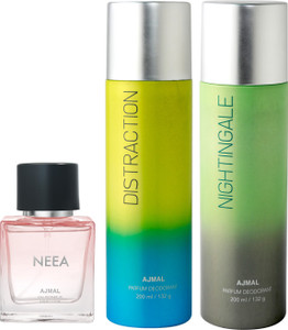 Buy Ajmal DISTRACTION & NIGHTINGALE Deo 200 ML & NEEA EDP 50 ML For ...
