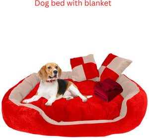 drilly super premium soft fluffy bed with free blankett for dogs and ...