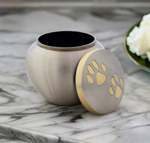 PRIMITIVE HANDICRAFT Pewter Paws Pet Cremation Urn | Memorial Keepsake ...