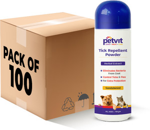 Petvit Tick Repellent Powder with Sandalwood For Ticks & Fleas- 100gm ...