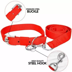 WROSHLER Dog Belt Combo of 1 inch Red Collar with Red Dog Leash ...