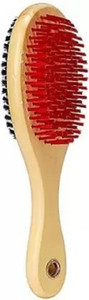 goodiebox Double Sided Wooden Bristles Dog Brush with Grooming Bathing ...