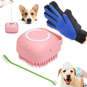 PETZLUV 4-in-1 Pet Grooming Bath Kit for Dogs | Shampoo Scrubber, Glove ...