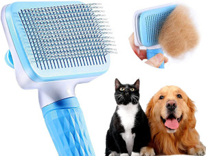 ANJOU Pet Grooming & Cleaning Slicker Brush Self Cleaning Hair Brush ...